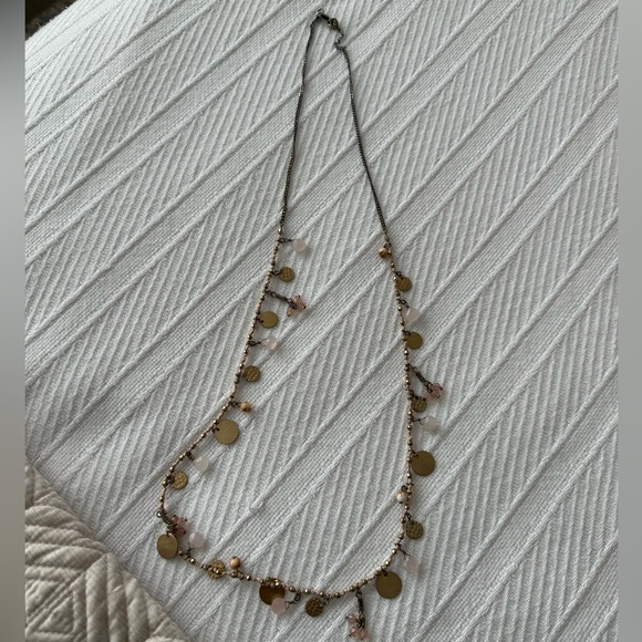 LOFT | Jewelry | Loft Womens Light Pink And Gold Long Necklace | Poshmark